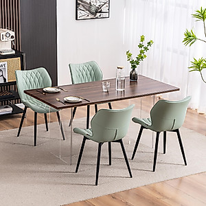 YOUNIKE Dining Chairs Set of 2, Upholstered Faux Leather Dining Room Chairs, Modern Living Room Bedroom Side Chairs with Wing Back and Metal Legs, Kitchen Chairs Mint Green