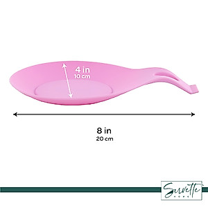 Round Silicone Spoon Rest & 4oz Glass Salt and Pepper Shaker Set (Pink)
