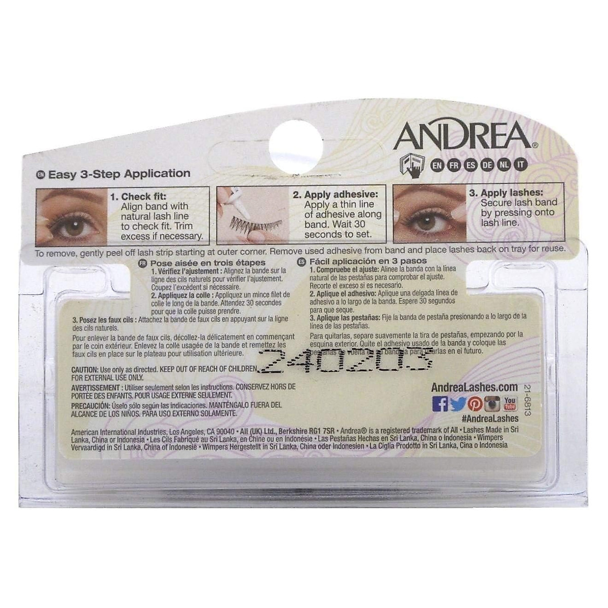 Andrea Lashes Strip Style 45 Black (6 Pack)