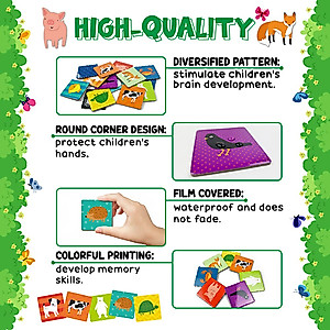 Memory Game - 16 Pairs Animal Memory Games for Kids 3 and Up, Memory Matching Game for Toddlers Education, Non Toxic Memory Card Games of Gift for Kids Preschool 2 Year Old