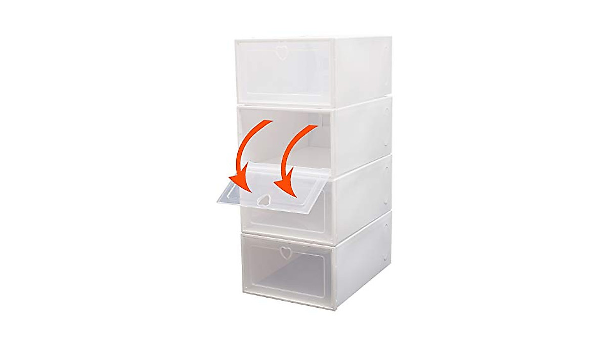 Clear Clamshell Shoe Storage Boxes - 24 Pack