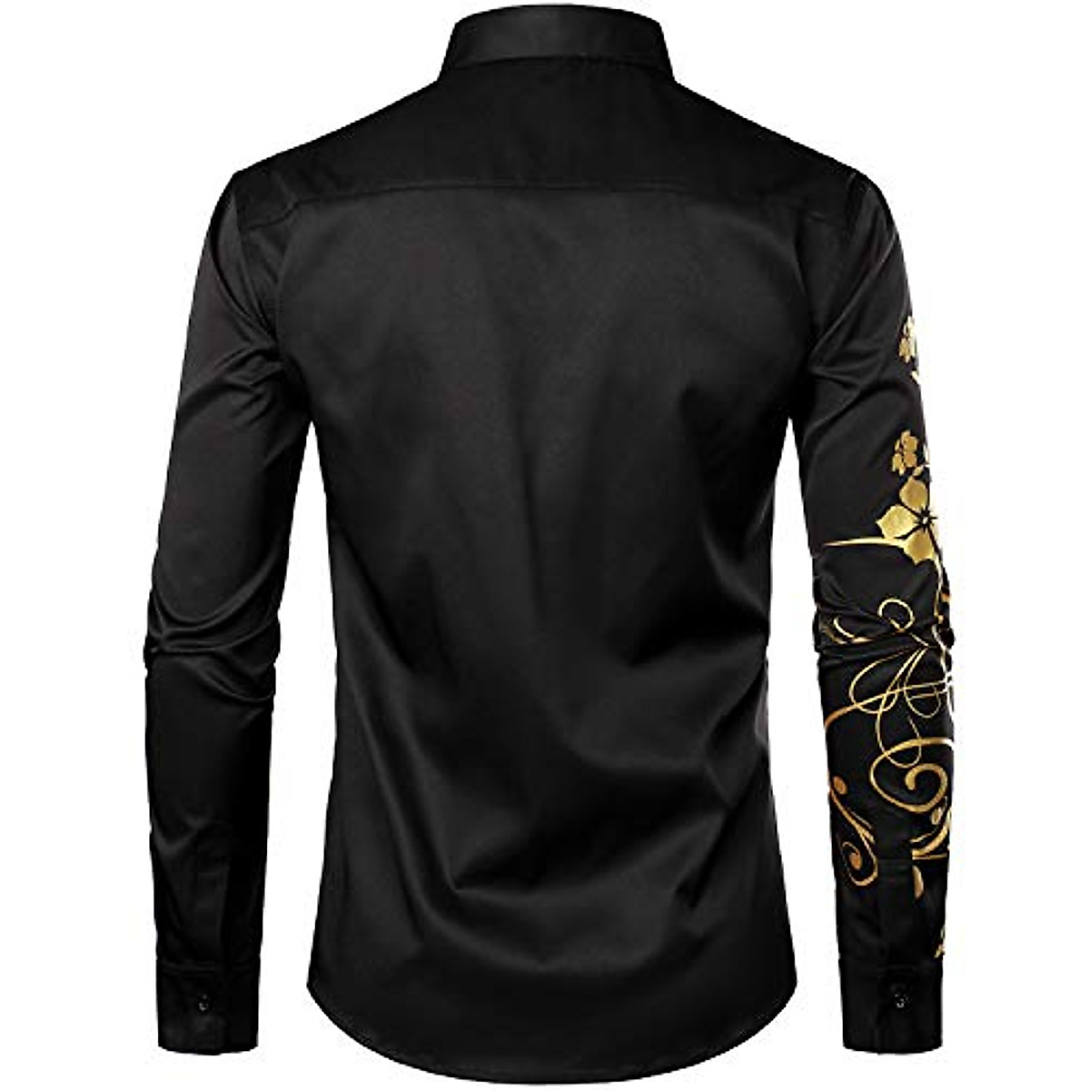 ZEROYAA Men's Hipster Shiny Design Slim Fit Long Sleeve Button Up Party Dress Shirts ZZCL62 Black Medium