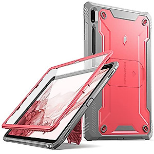 Poetic Revolution Case Designed for Galaxy Tab S7 Plus 2020 / S8 Plus 2022 12.4 inch, Full-Body Heavy Duty Case with S Pen Holder, Support S Pen Wireless Charging,Built-in-Screen Protector, Pink