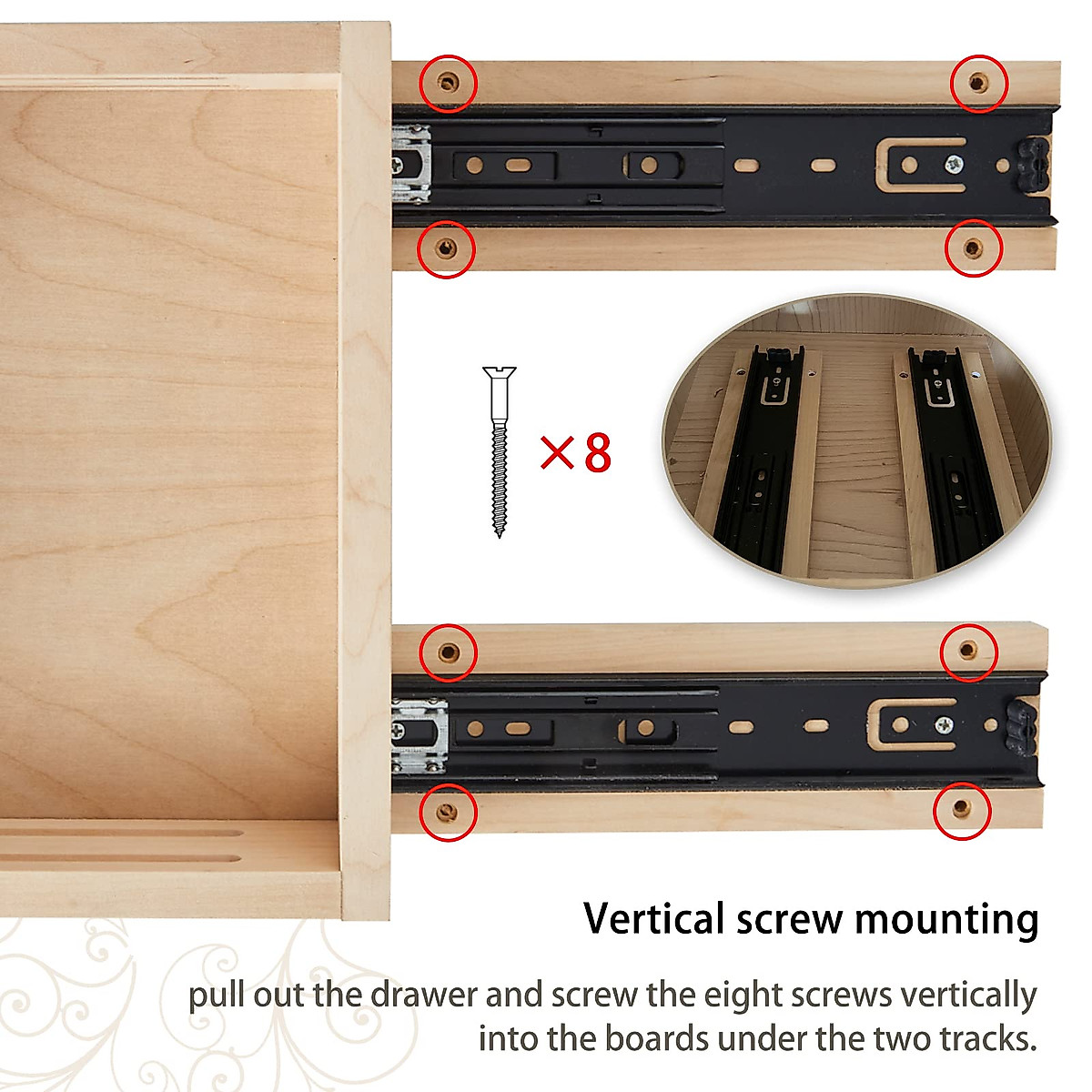 LuxursKingQYW Drawer Wood Pull Out Tray Drawer Box Kitchen Cabinet Organizer Cabinet Slide Out Shelve Cabinet Pull Out Shelves, Wooden Pull-Out Shelf-Fast and Easy D.I.Y. (24" W×21" D×3" H)