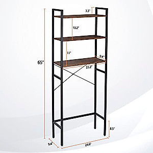 ZenStyle Over The Toilet Storage, 3-Tier Bathroom Space Saver Storage Organizer, Multifunctional Toilet Stand Rack, Easy to Assembly, Rustic Brown