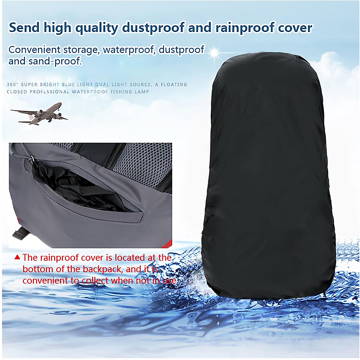 Bseash 60L Waterproof Lightweight Hiking Backpack with Rain Cover,Outdoor Sport Travel Daypack for Climbing Camping Touring (Black)