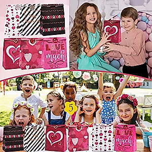 SCIONE 24 Pcs Valentines Day Gift Bags, Valentines Party Favors Bags with Stickers, Classroom Gift Exchange Giving Goody Bags Candy Treat Bags for Gift Wrapping