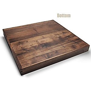 MAGIGO 19 x 19 Inches Large Square Black Walnut Wood Ottoman Tray with Handles, Serve Tea, Coffee Classic Wooden Decorative Serving Tray