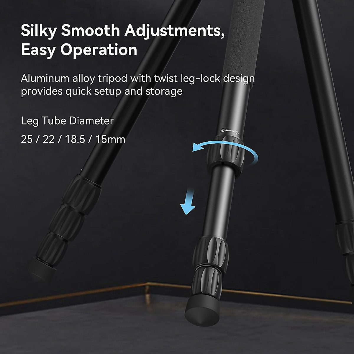 SmallRig CT190 Professional Video Tripod, 72" Camera Tripod with Leveling Base, Monopod Conversion, Video Tripod for Travel, Video and Vlogging, with Carry Bag, Load up to 8.8 lbs/4 kg - 4319