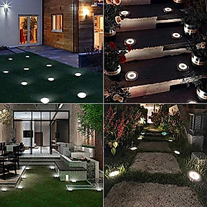 Brizled Solar Ground Lights, 12 Pack 8 LED Solar In-Ground Lights, Waterproof Solar Disk Lights Garden Lights Outdoor Landscape Lighting Disc Lights for Pathway Lawn Yard Driveway Walkway, Cool White