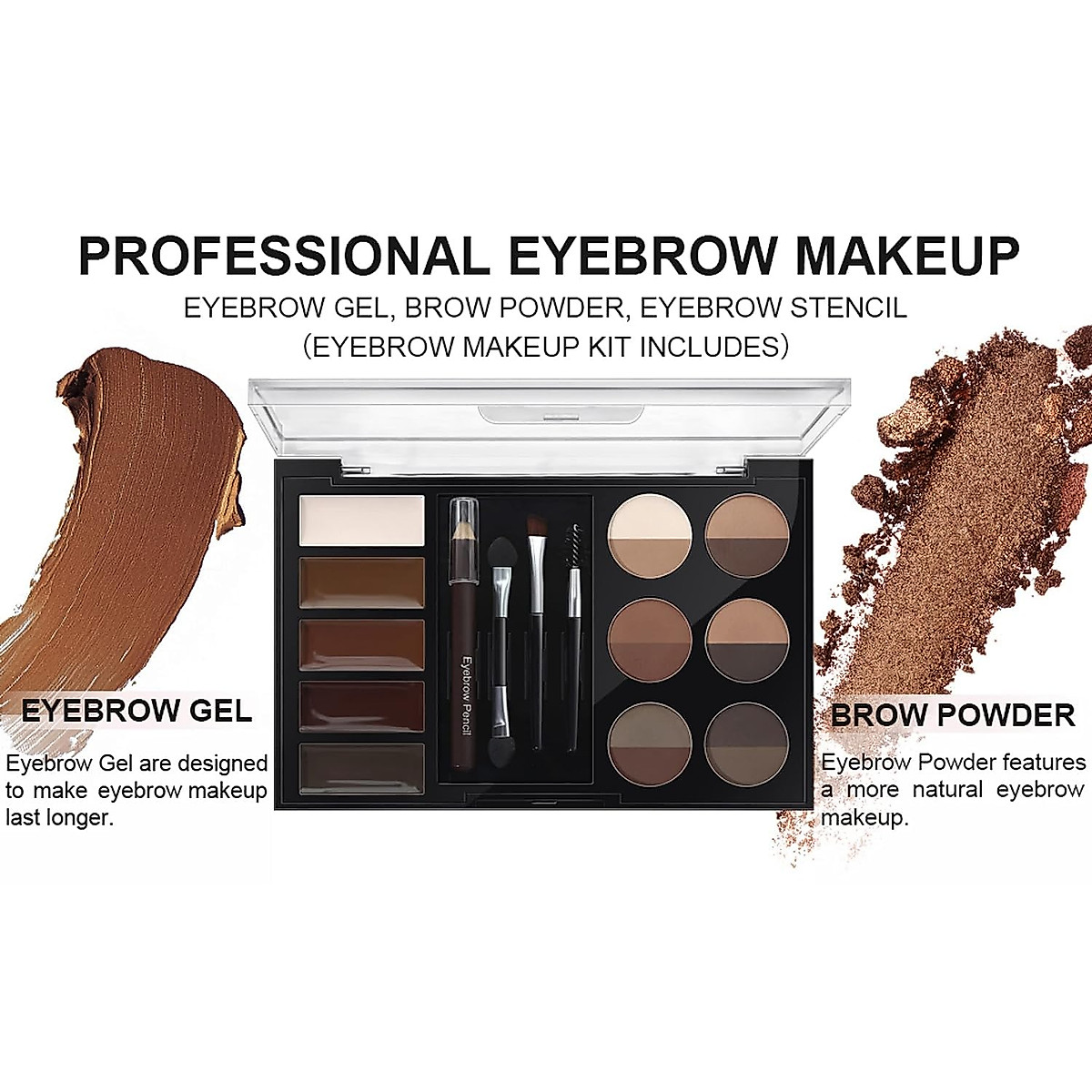 MAEPEOR Eye Brow Kit 25 Piece Waterproof Eyebrow Palette Set 12 Colors Eyebrow Powder 5 Colors Brow Wax 4 Eyebrow Stencils 3 Brushes 1 Eyebrow Pencil for Novice and Professional (25 Piece Set)