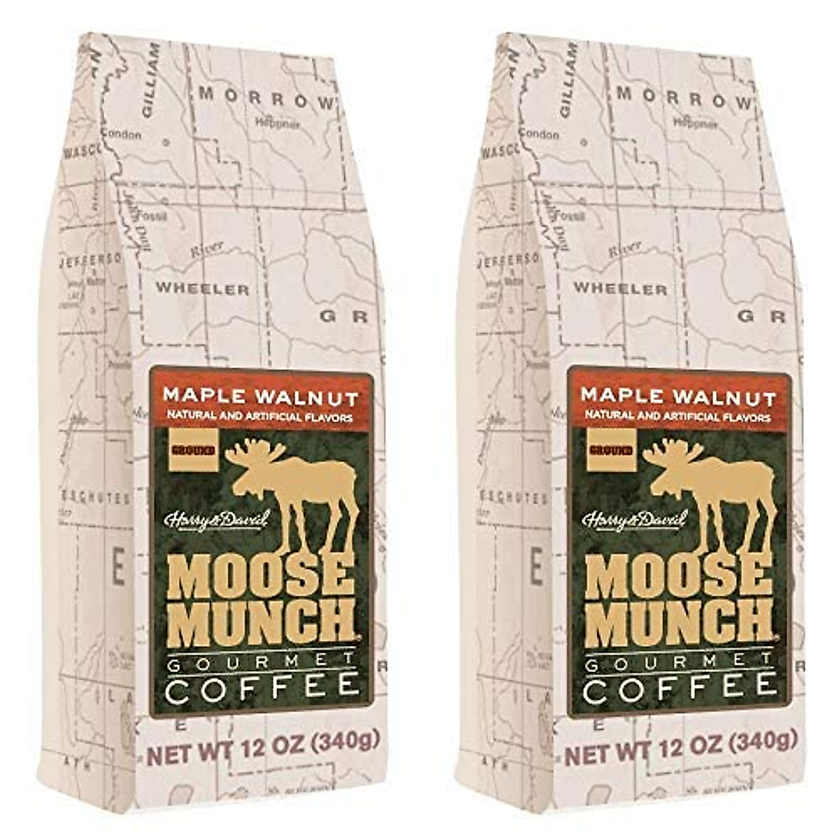Moose Munch Gourmet Ground Coffee by Harry & David, 2/12 oz bags (Maple Walnut)