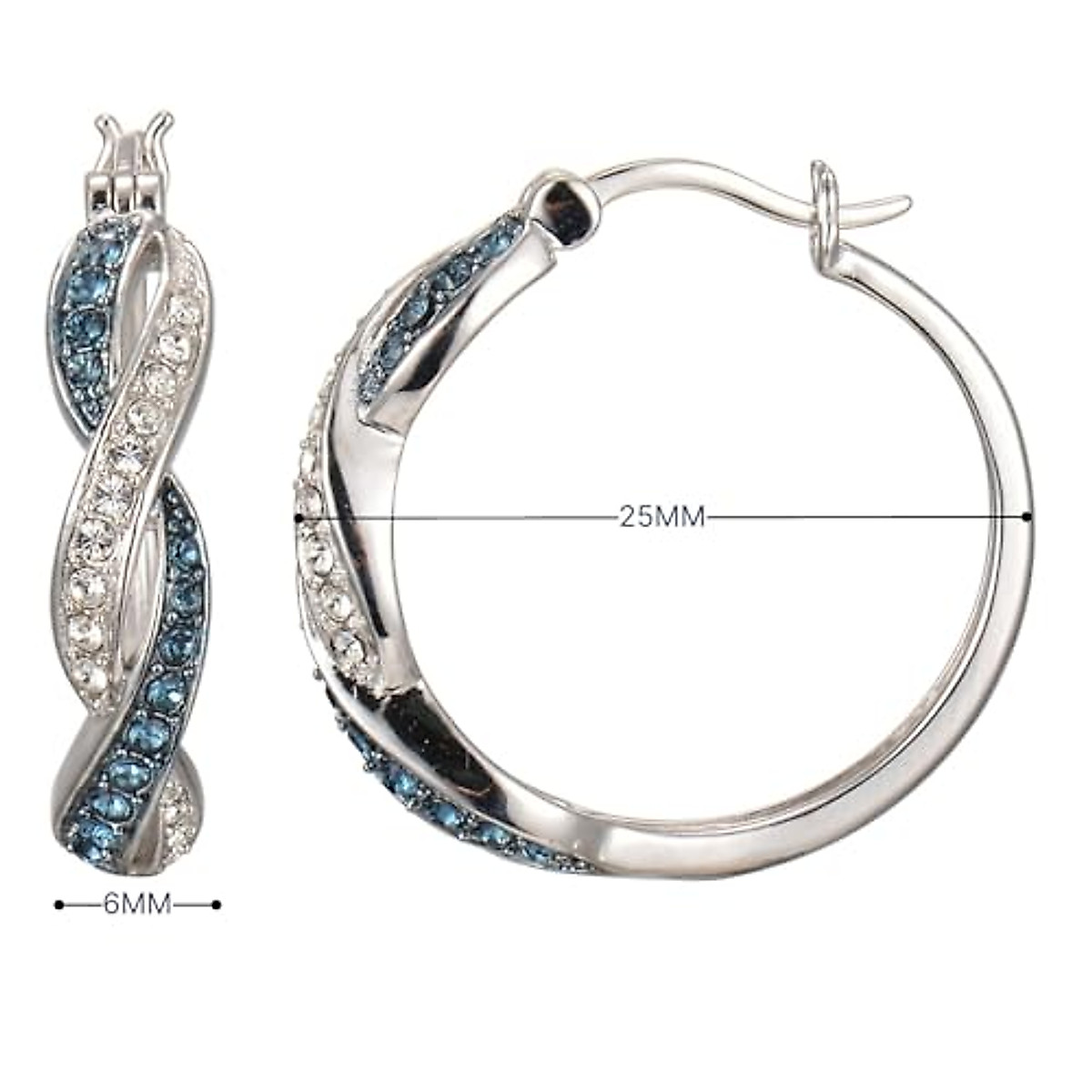 Amazon Collection Sterling Silver Twisted Hoop Earrings Made with Swarovski Crystal