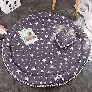 Lacomfy Baby Girl Play Mat Round Nursery Rug Play Mat for Baby Kids Crawling Cushion, Baby Floor Mat for Kids Playroom Nursery Decor, Baby Crawling Mat Kids Playmat for Infants Toddlers, 53in Pink