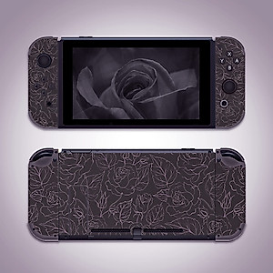 BelugaDesign Rose Switch Skin | Pastel Sticker Wrap Vinyl Decal | Flower Valentine Cute Compatible with Nintendo Switch (Switch Standard, Black)