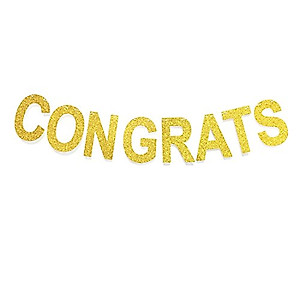 GZFY Gold Glitter Congrats Banner Sign for Graduation Party Supplies Decoration
