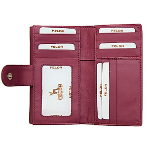 Felda RFID Purse Genuine Leather Ladies Soft Wallet Womens Multi Colour 19 Card Slot