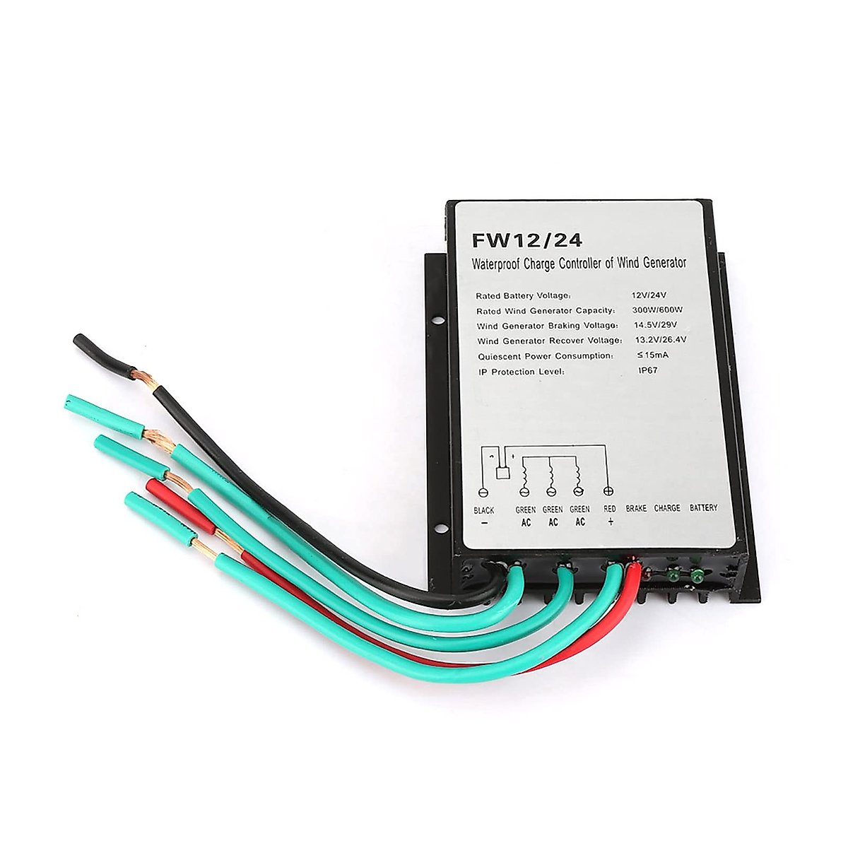 Wind Turbine Controller, 12/24V IP67 Waterproof Generator Controller Wind Turbine Automatic Controller for 300W/600W Wind Turbine System
