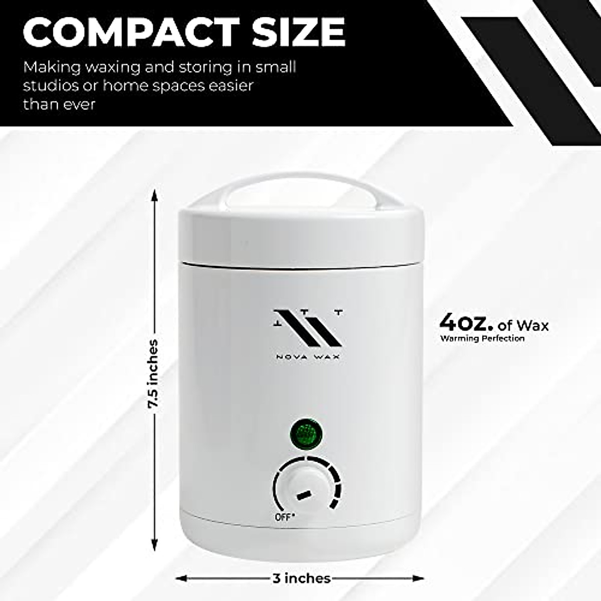 Nova Mini Wax Pot Warmer for Hair Removal - Hard Wax Capacity 4oz - Face and Body (120volt US Plug)