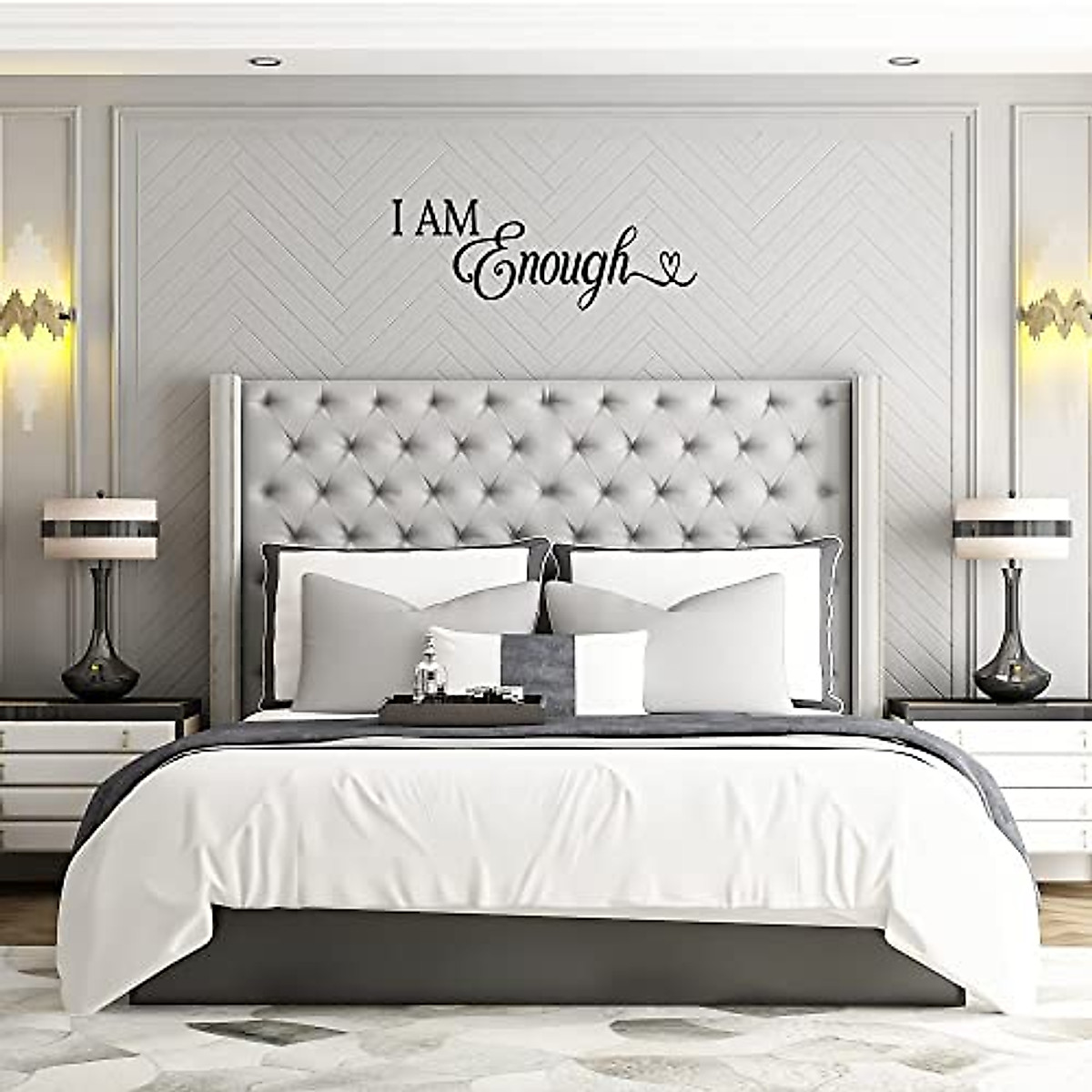 I AM Enough Vinyl Wall Decal Inspirational Positive Quote for Bedroom Living Room Kids Playroom Office Décor Esteem Sayings Art Letter Words