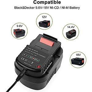 Powilling 6.0Ah 18V Lithium HPB18 Battery Compatible with Black and Decker HPB18 HPB18-OPE 244760-00 A1718 FS18FL FSB18 Firestorm Battery Black and Decker 18 Volt Battery Include Charger