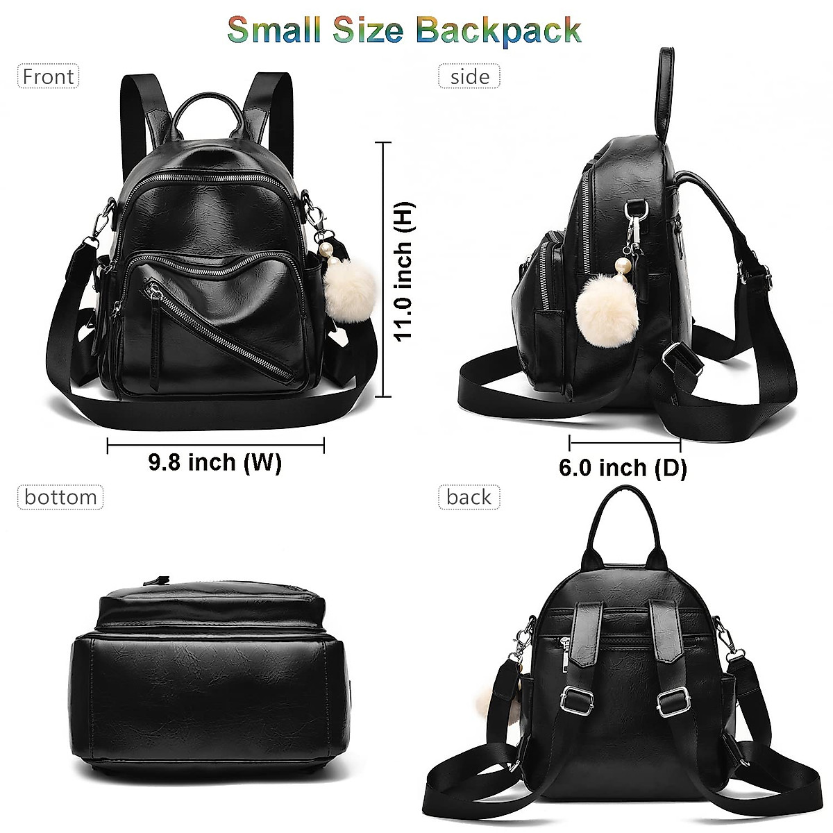 Women Cute Mini Leather Backpacks, Convertible Shoulder Bag Casual Holiday Small Rucksack, Brown