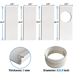 Portable Air Conditioner Window Seal Plates Kit, Plastic AC Vent Kit for Sliding Windows, Portable AC Duct, Adjustable Length Portable AC Vent Kit for 5.1/5.9 inch Air Conditioner Exhaust Hose
