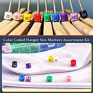 Hilitchi 540-Pcs [XXS - 4XL] Clothes Hanger Size Color-Coding Garment Size Markers Assortment Kit - 9 Size - with Storage Box
