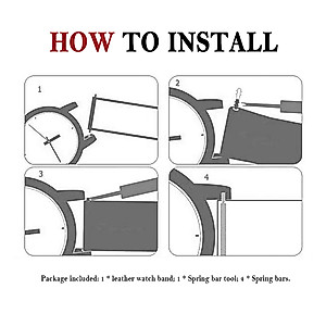 Narako Alligator Style Genuine Leather Watch Bands Genuine Calf Leather Replacement Watch Strap with Stainless Metal Buckle Clasp 12mm 14mm 16mm 18mm 20mm 22mm 24mm for Men and Women (12mm, Black)