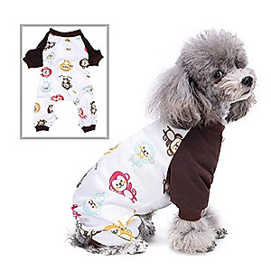 SELMAI Dog Pajamas Cat Pjs Sleepwear Breathable Soft Cotton Elastic Cat Apparel Pet Costume Cartoon Monkey rompers for Small Puppy Girls Shirts Doggies Jumpsuit Easy on Spring Summer Autumn Clothes XL