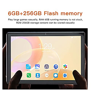 soobu 10 Inch Tablet, Dual Camera 4G Network Office Tablet Blue 6GB RAM 256GB ROM IPS Screen for School (US Plug)