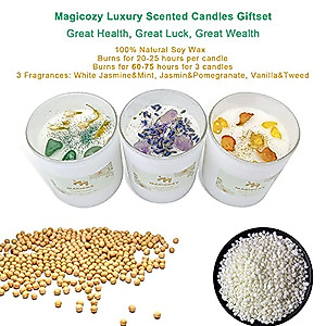 Scented Candles, Luxury Candles Gift Set of 3pcs Candles with Crystals Inside, Candle Sets, Candle giftbox for You and Your Families & Friends