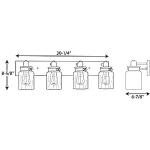 Calhoun Collection 4-Light Clear Glass Farmhouse Bath Vanity Light Antique Bronze
