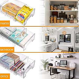 Moretoes 2 Pack Fridge Organizer Bins, Fridge Drawer Organizer Stackable Pull Out Storage Bins for Storage Clear for Food, Drinks, Vegetable Storage, Medium