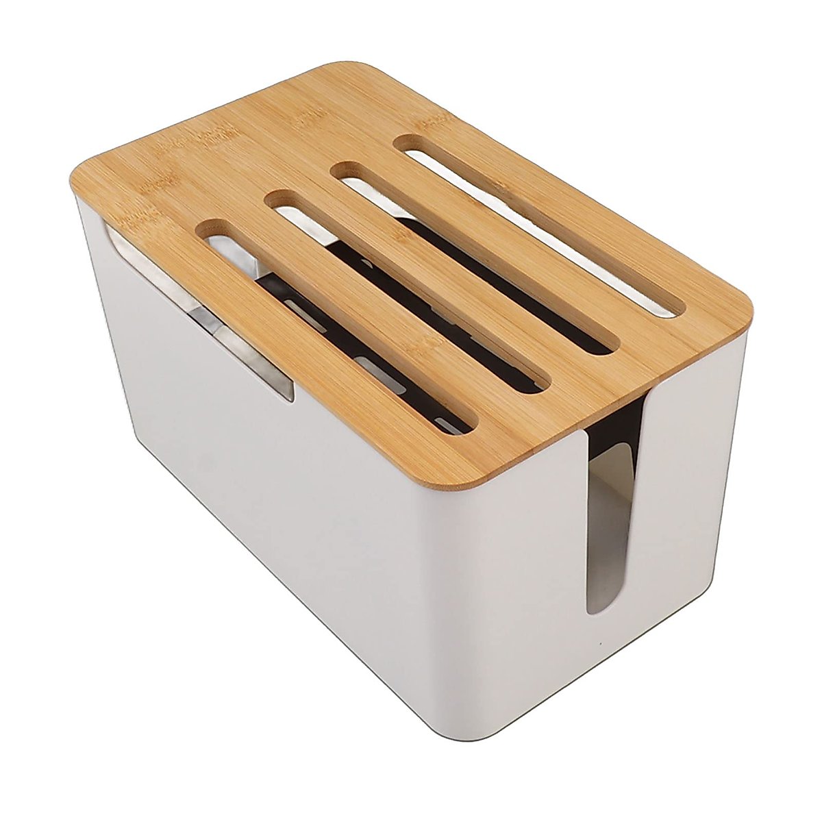 VBESTLIFE Large Space Router Storage Box with Multi Hole Bit, Cover, Neat Organization for Router, TV Box Components, Media Equipment