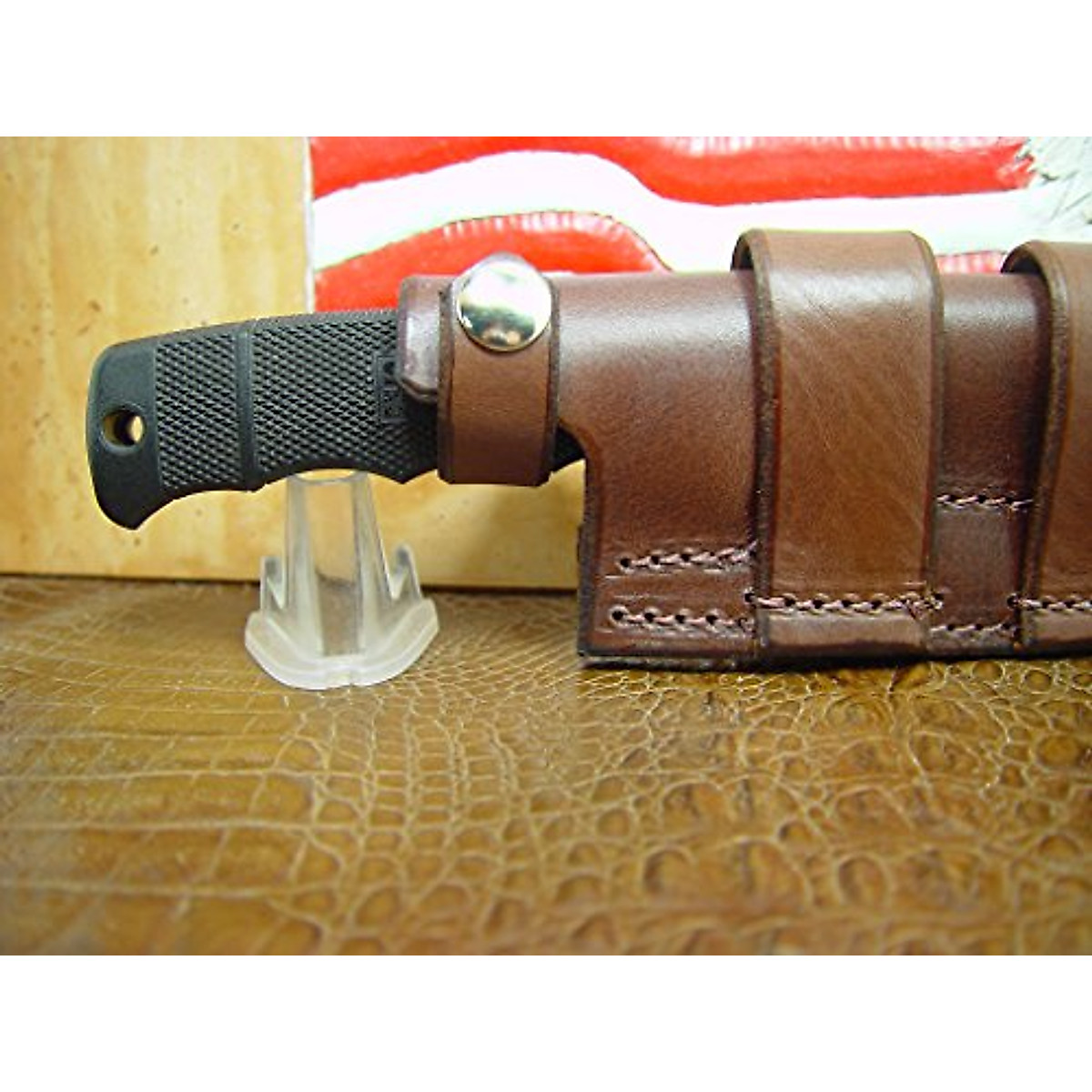 Custom Made Cross Draw Knife Sheath That Will fit The SOG Seal pup Light Brown. A lot of Leather for The Price and can be Worn on The Left or Right Hand Side. Sheath only.