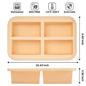 Winrock Super Ice Cube Tray 1 Cup X 4 Portions Big Silicone Freezing Mold with Lid, for Soup&Meal, Prep Food Leftovers Freezer Storage Container, 2Pack