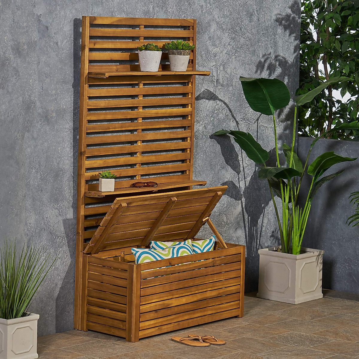 Christopher Knight Home Priscilla Outdoor Wooden Hall Tree, Teak Finish