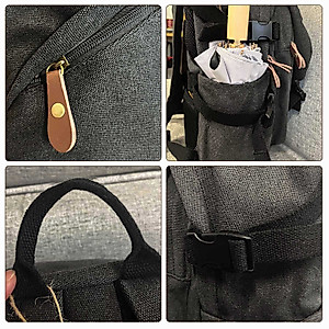 AUGUR Canvas Backpack for Men Casual Daypack Vintage Rucksack Laptop Backpack fit 15-17 inch Travel Hiking Backpack(35L-Black)