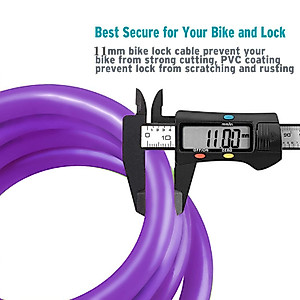 IDEALUX Bike Lock Cable, Bicycle Cable Lock with 4 Digit Combination & Large Lock Head, Resettable Kids Bike Cable Lock, 2 Ft x ∅1/2 IN, Lock for Bike, Scooter, Skateboard, motorcycle, E Bike (Purple)
