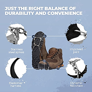 Yatta Life Urban Snow Spikes for Shoes Ice Cleats Crampons for Hiking Boots - Anti Slip Ice Gripper Spikes, Stainless Steel Cleat Crampons for Hiking, Jogging, Walking