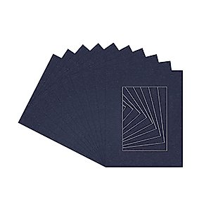 Pack of 25 Acid Free 11x17 Mats Bevel Cut for 9x14 Photos - Navy Canvas Texture Precut Matboards For Pictures, Photos, Framing - 4-ply Thickness