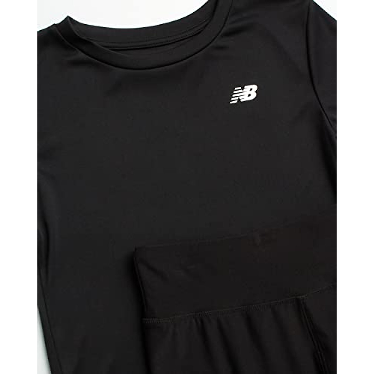 New Balance Girls' Legging Set - 4 Piece Short Sleeve T-Shirt and Leggings Set (7-16), Size 7-8, Black/Pink