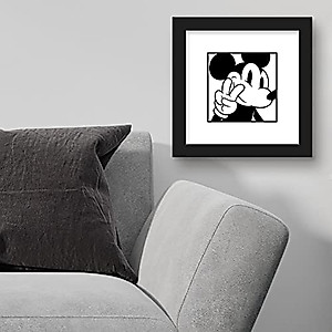Trends International Gallery Pops Disney Mickey Mouse - Mickey Expressions - Peace Wall Art Wall Poster, 12" x 12", Black Framed Version
