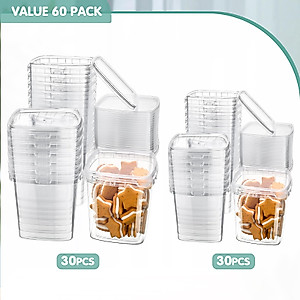 60 Pack Square Clear Plastic Deli Containers with Lids 32 oz 16 oz Stackable Tamper Proof Airtight Food Storage Containers Square Plastic Jars for Food Prep Freezer Kitchen Restaurant Supplies