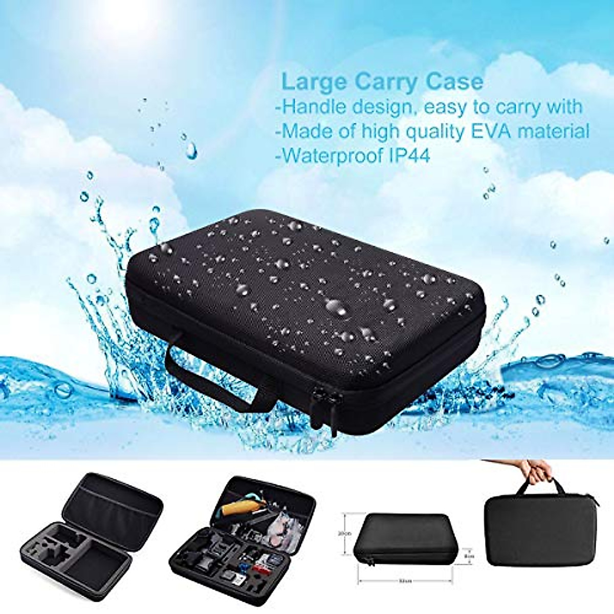 Appolab 61 in 1 Action Camera Accessories Kit for AKASO EK7000 GoPro Hero 11 10 9 8 7 6 5 4 Hero Session Gopro Max Insta360 Xiaomi Yi DJI AKASO Campark Action Camera (61 in 1)