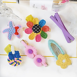 58PCS Baby Hair Clip, Toddler Girls Hair Accessories, Kids Hair Clips for Styling, Flower Candy Fruits Rainbow Cute Hair Clips for Girls
