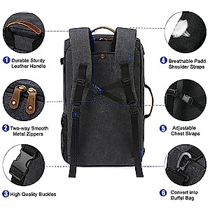 G-FAVOR Travel Backpack, Carry On Backpack 40L Large Canvas Rucksack 17 inch Laptop Backpack Duffel Bag Weekender Overnight Travel Bags