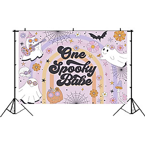 Lofaris Halloween Spooky First Birthday Party Backdrop Girls 1st Birthday Background Groovy Halloween Boo Princess 1 Year Old Birthday Party Supplies 5x3ft