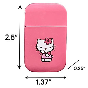 NIVEK Kitty Lighter Pink Flame KT Cat Dress Pink Top Torch Pocket Size Glitter Y2K Refillable Kawaii Windproof Flame Anime with Box